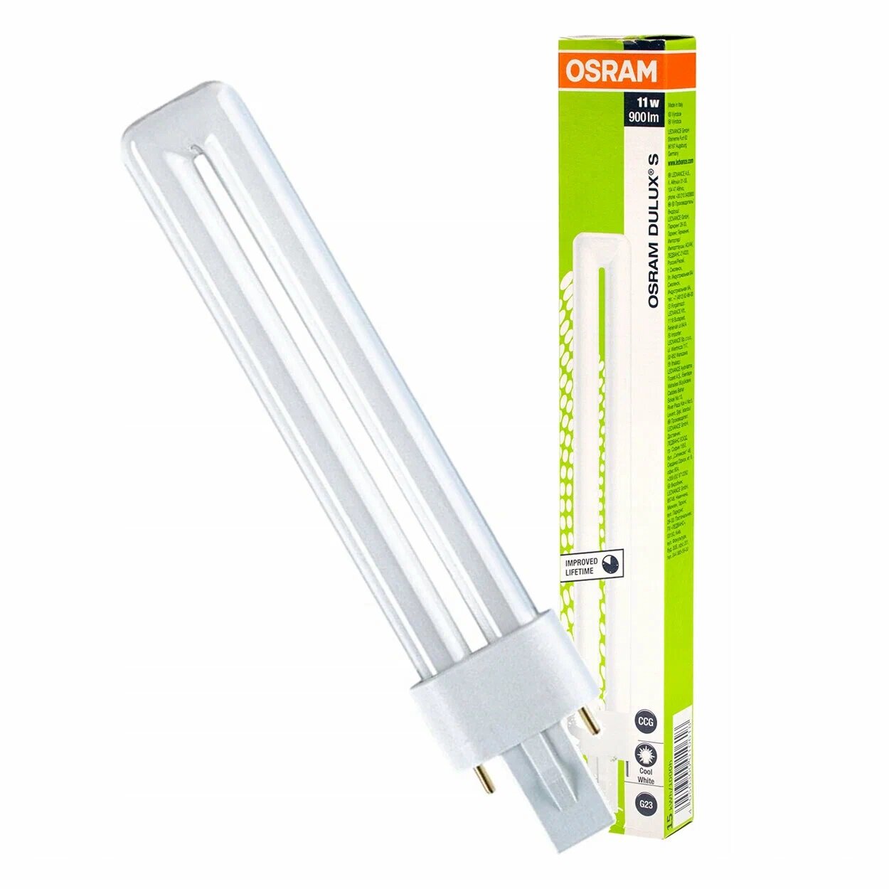 Osram Лампочка Dulux S G23 11w/4000k 900lm Lumilux cool white(2 штуки в комплекте)