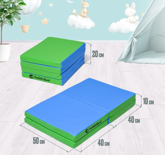 Мат складной Perfetto sport Мат № 21 (100 х 80 х 5) голубой/жёлтый