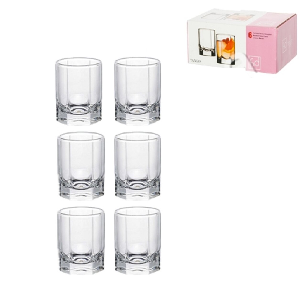 Tango F&D Набор стеклянных стопок 6 шт по 60 мл для сервировки коктейлей и дегустаций