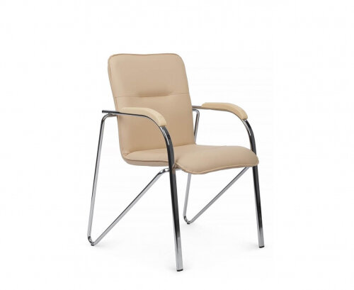 Кресло офисное Riva Chair Самба с пластиковыми подлокотниками SMB-03H Хром гальв. Бежевый