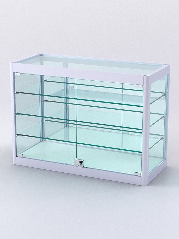 Витрина из профиля настольная "вайб" №3-3П-З-300 (задняя стенка Зеркало), Белый