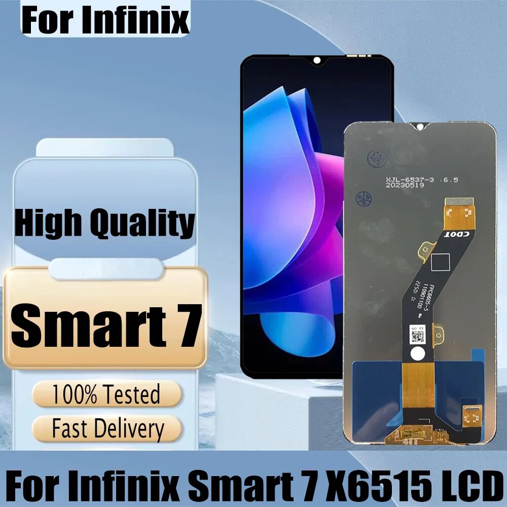 Оригинальный ЖК-дисплей для Infinix Smart 7, ЖК-дисплей X6515, дигитайзер Black With Frame