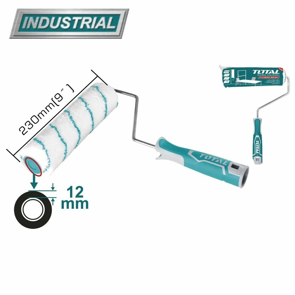 Валик малярный 230 мм./9" из микрофибры, длина ворса 12мм. TOTAL THT8592D