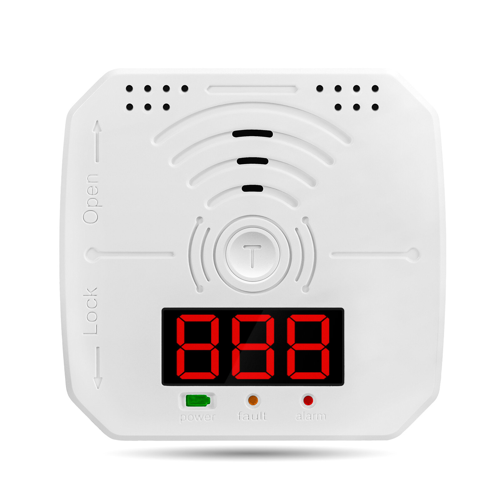 Детектор угарного газа Электрохимический датчик Детектор угарного газа Цифровой дисплей Звуковая и световая сигнализация Светодиодный индикатор Функции