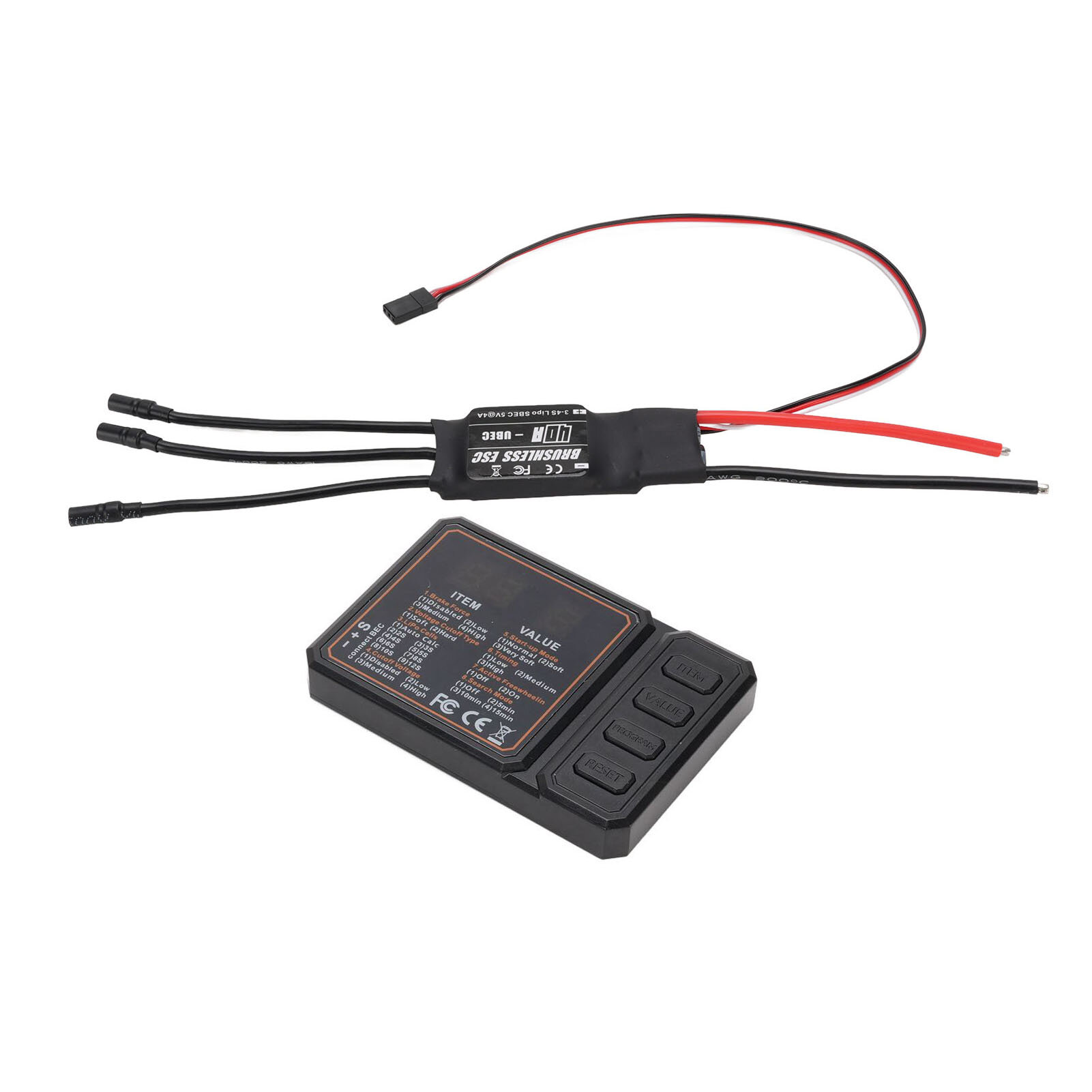 40A RC бесщеточный ESC 3-4S LiPo вход 5V 4A BEC выходная модель самолета электрический регулятор скорости с картой программирования