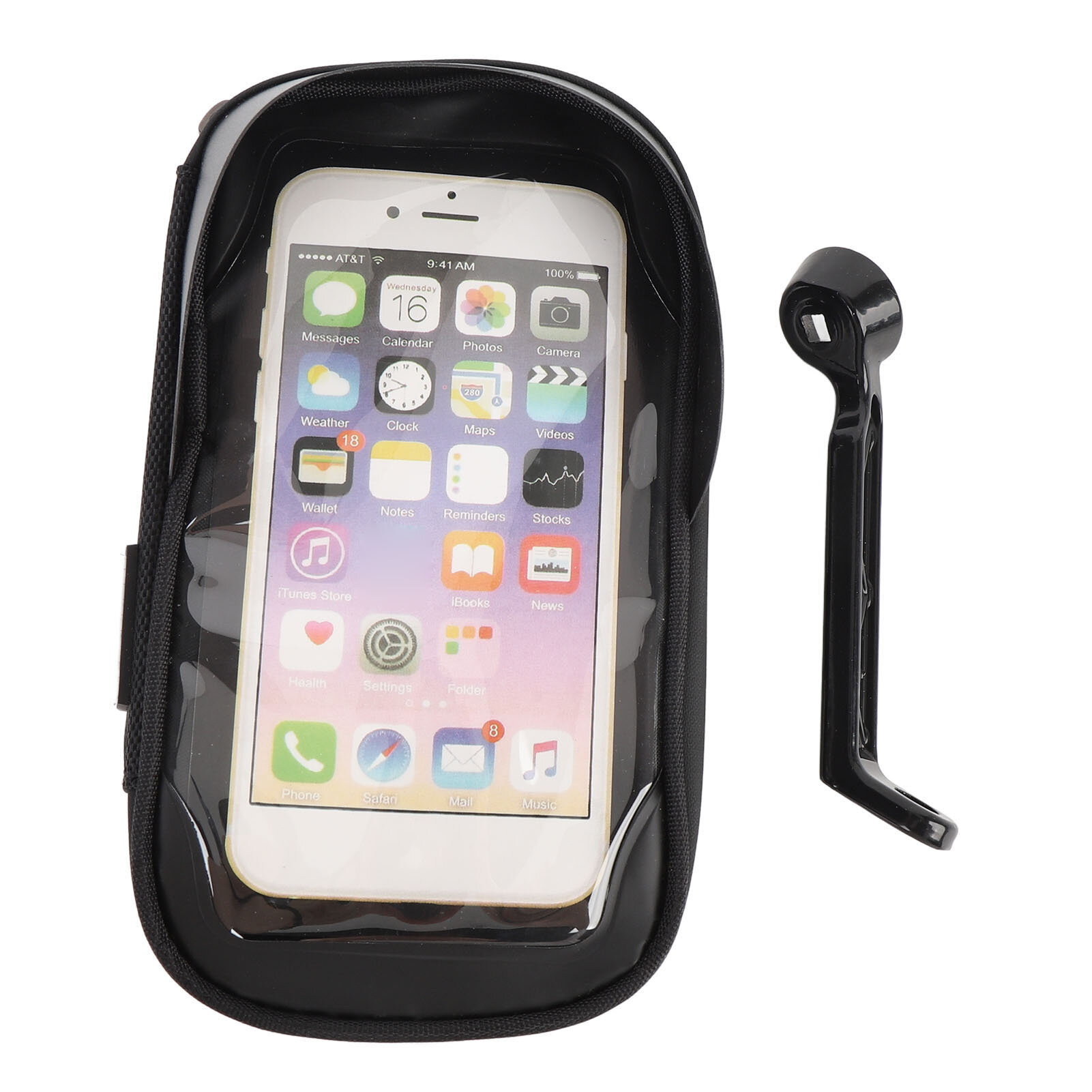 Водонепроницаемая сумка на раму велосипеда для телефона, вращающаяся на 360°, с передним козырьком, сенсорным экраном, держателем для телефона, а также зеркальным чехлом, черного цвета.