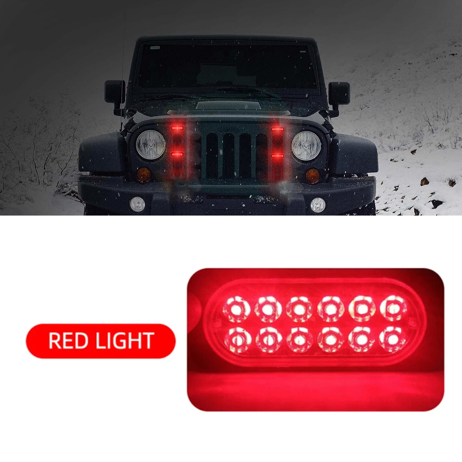 4PCS 12 Strobe LED Red Light Hazard Beacon Emergency Flashing Side Marker Bars Warning Signal Towing Truck Lamp