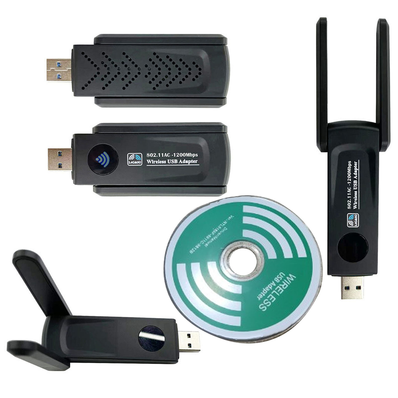 Беспроводной WiFi адаптер 1200 Мбит/с, двухдиапазонный, USB 3.0, Plug and Play, для ноутбука и ПК
