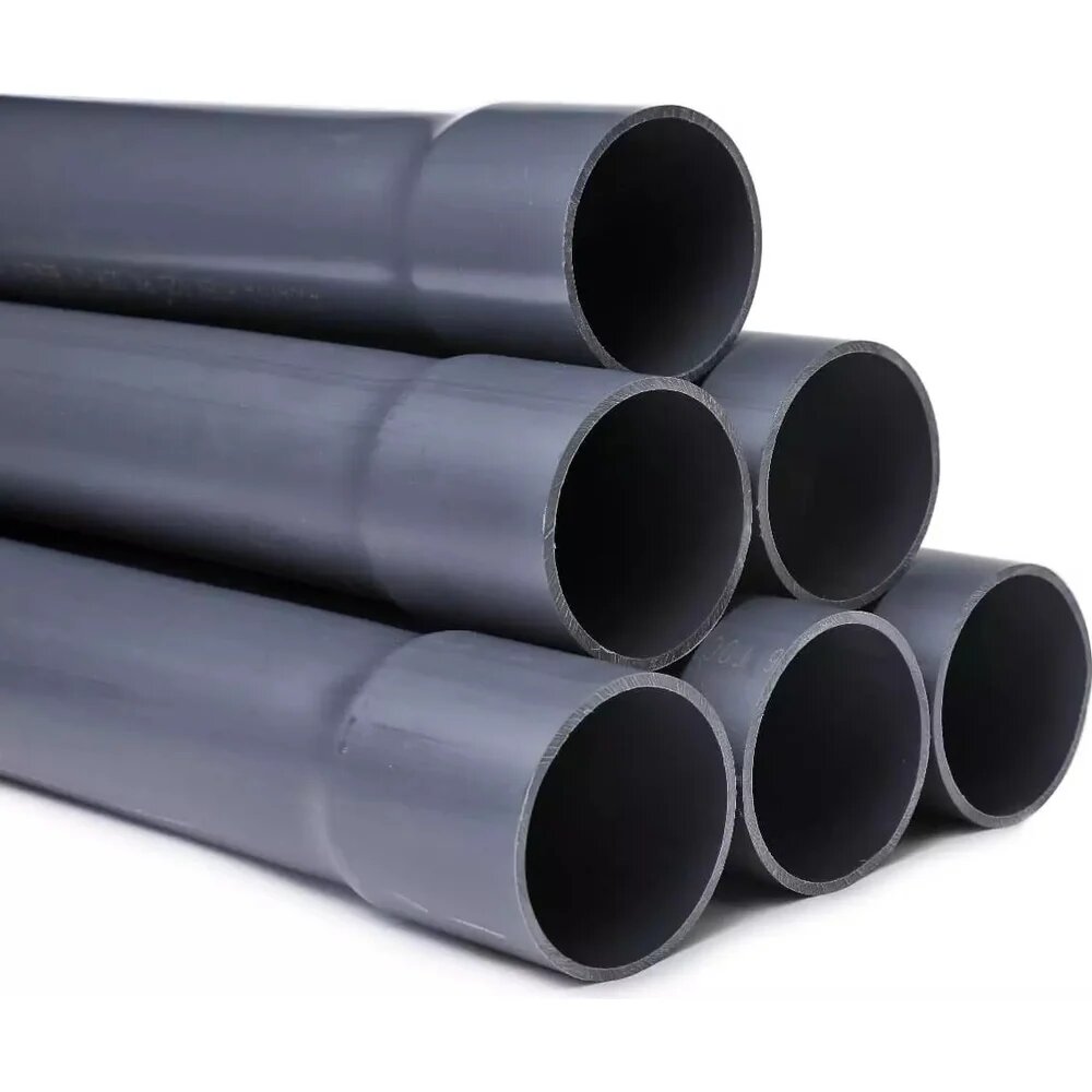 Напорная клеевая труба из серого PVC‑U тип AQUAVIVAx3000 с раструбом AQV307556R, для систем высокого давления