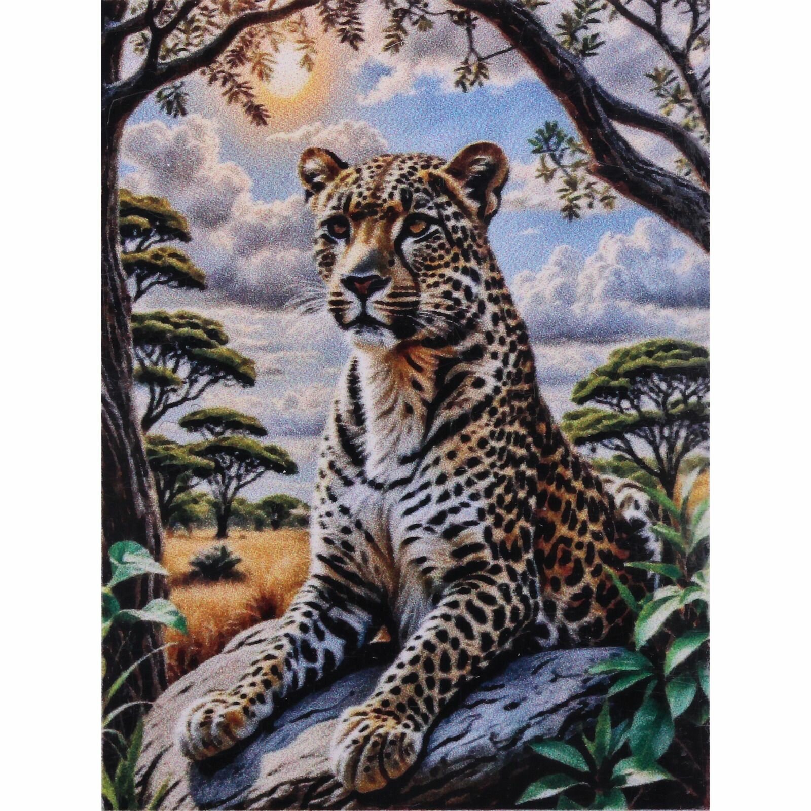 Алмазная мозаика в рулоне 30*40см полная выкладка "DIAMOND", Леопард