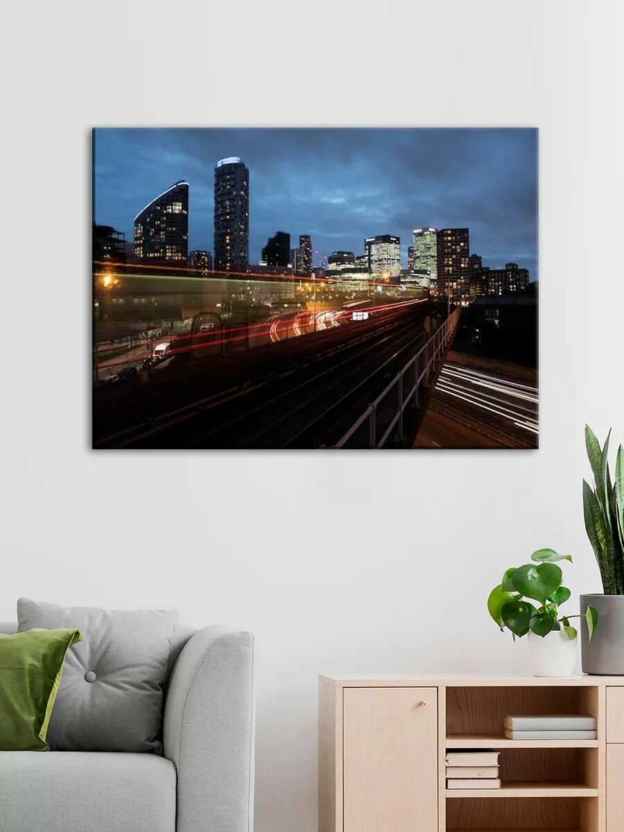 Картина на стену "Ночной город", 70x50 см