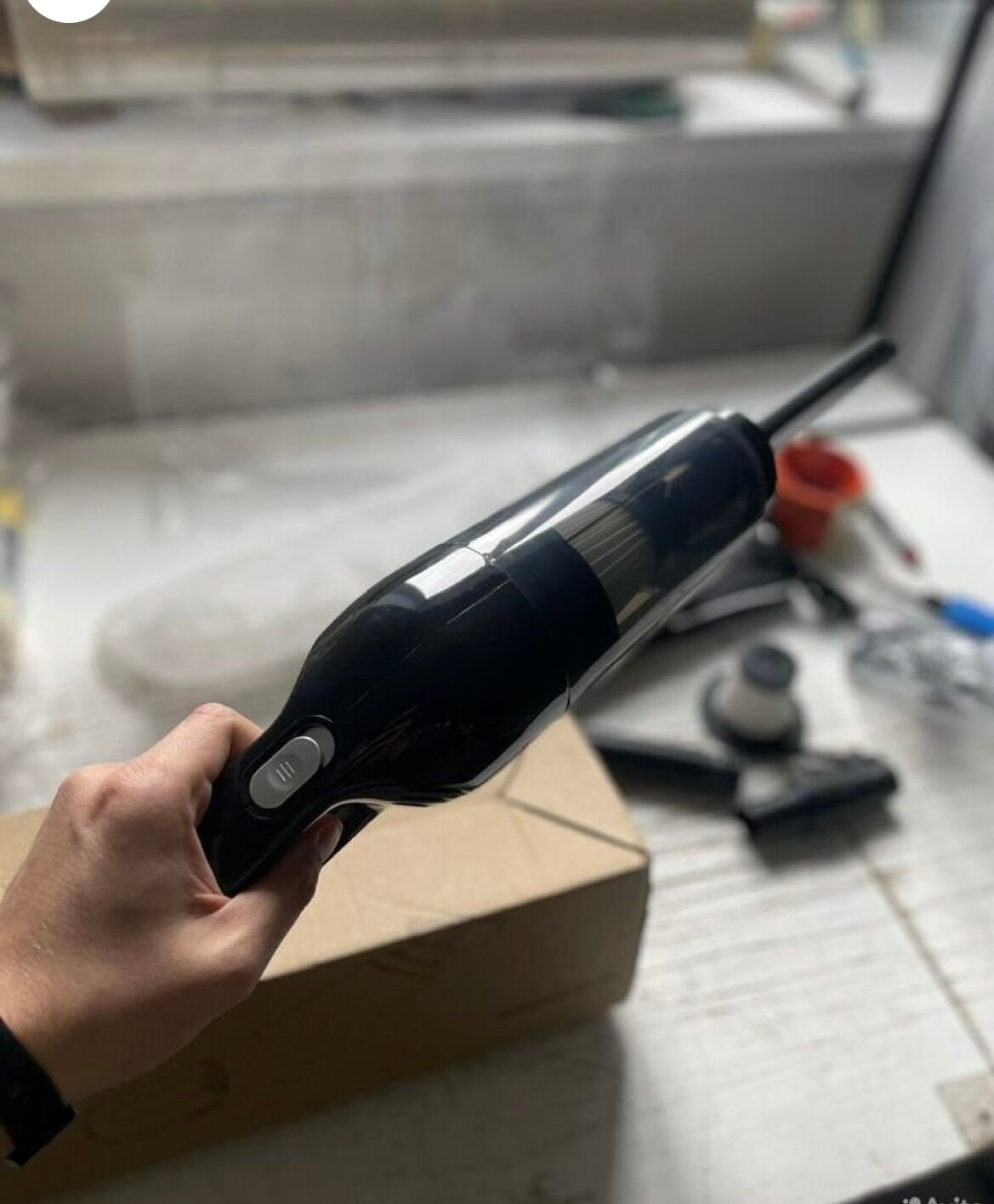 Мощный автомобильный пылесос 130вт AIR. Две насадки/ Фильтр/ Объем 0.5л