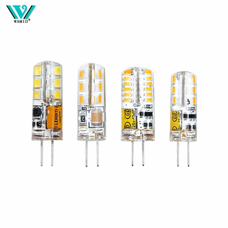 WAMID Светодиодная лампа G4 12В/220В 24/32/48/64/96/104LED SMD 3014 Warm White, 1 шт, 5W AC12V