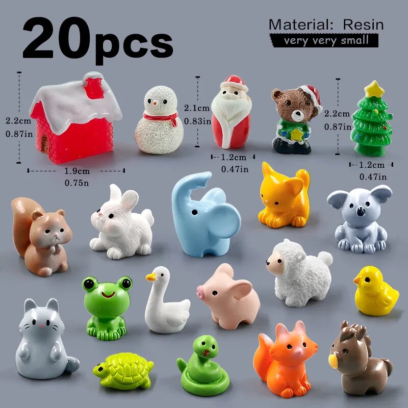 Мини-фигурки животных из смолы, 20pcs Small Animal-C
