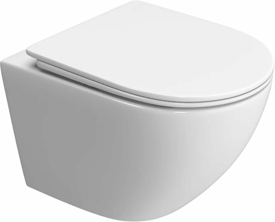 Унитаз подвесной BelBagno Uno BB5177CH-TOR/SC с микролифтом, безободковый, овальный, без бачка, фарфоровый, антивсплеск белый