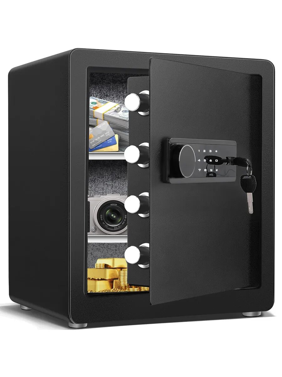 Металлический сейф для хранения денег и документов