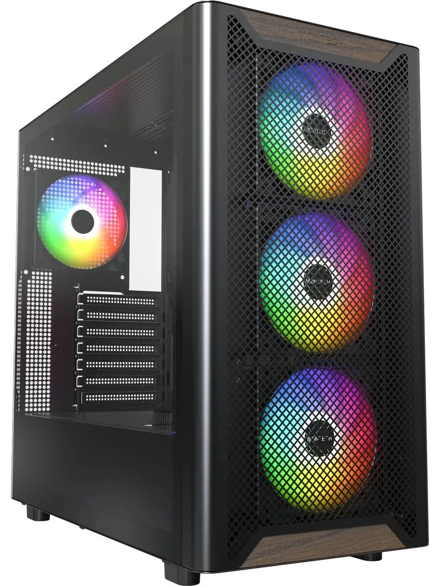 Корпус XR Wood черный без БП ATX 9x120mm 4x140mm 2xUSB3.0