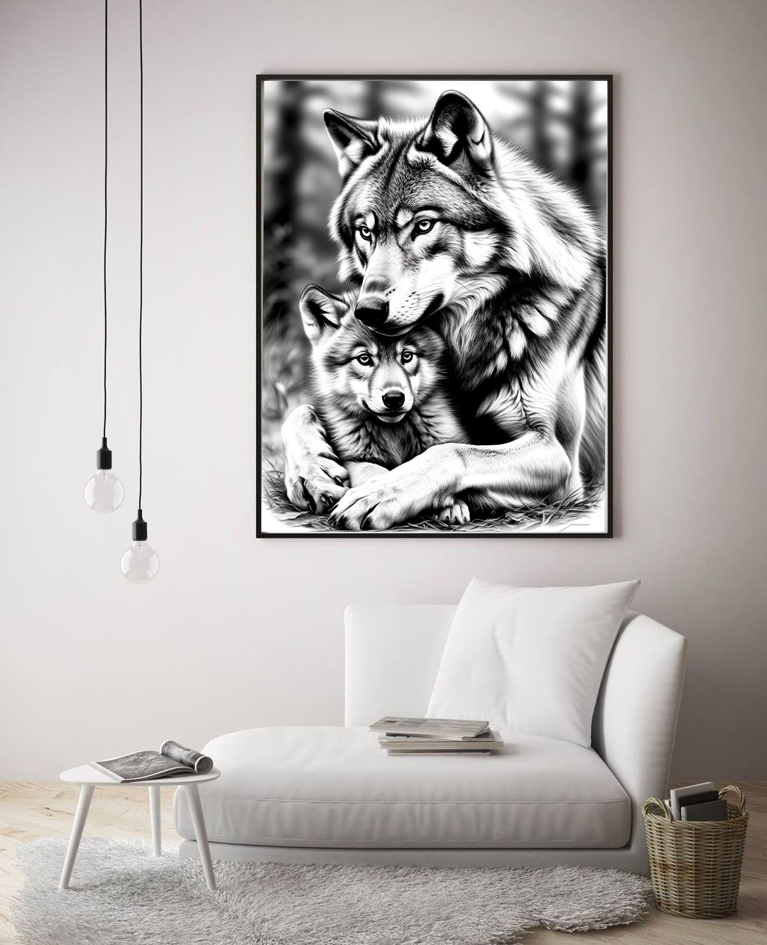 Картина на стену для интерьера "Семья волков" 40х50 см, холст на подрамнике, InterHobby