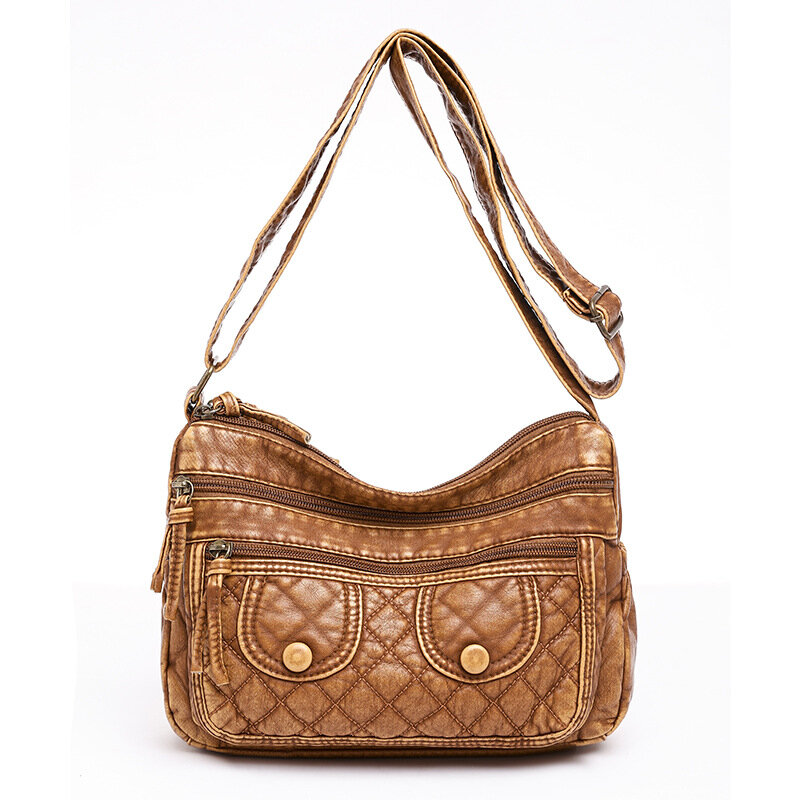 Осень 2022, новая повседневная женская сумка большой вместимости, женская сумка через плечо высокого качества в стиле ретро с заклепками и пуговицами