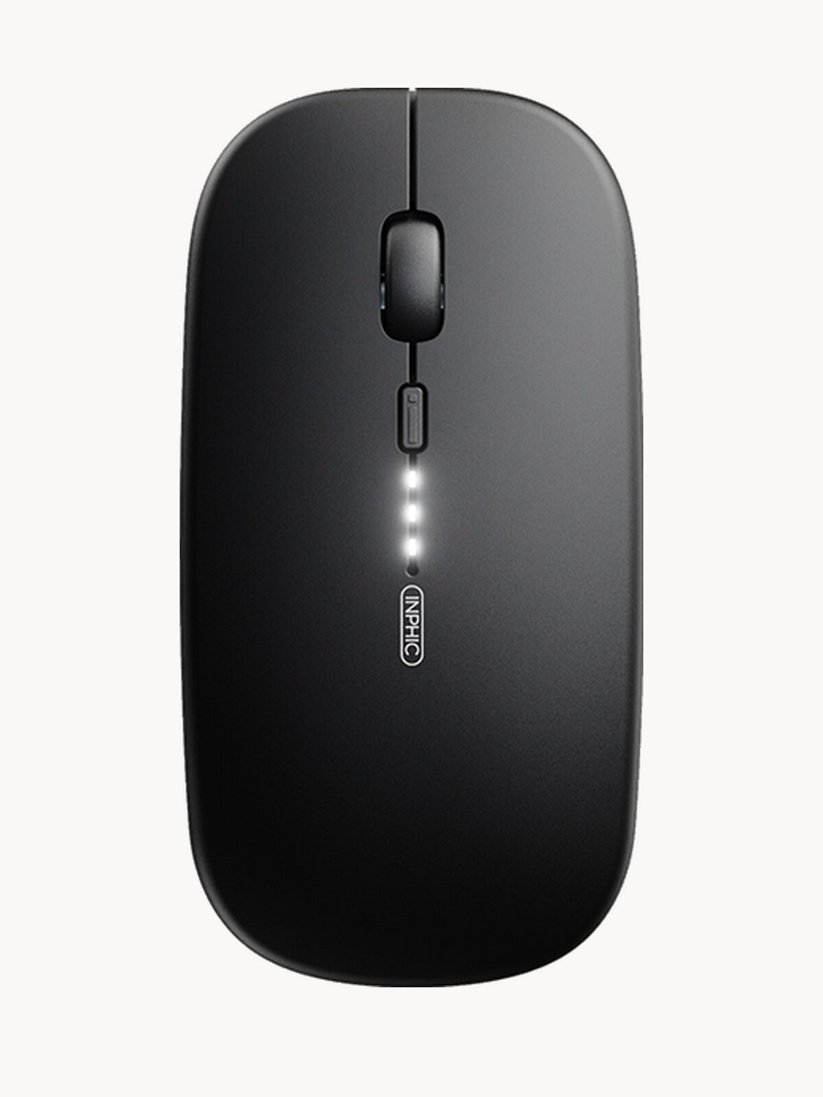 Беспроводная бесшумная мышь INPHIC M1P, с индикатором заряда, usb радиоканал, черный глянец