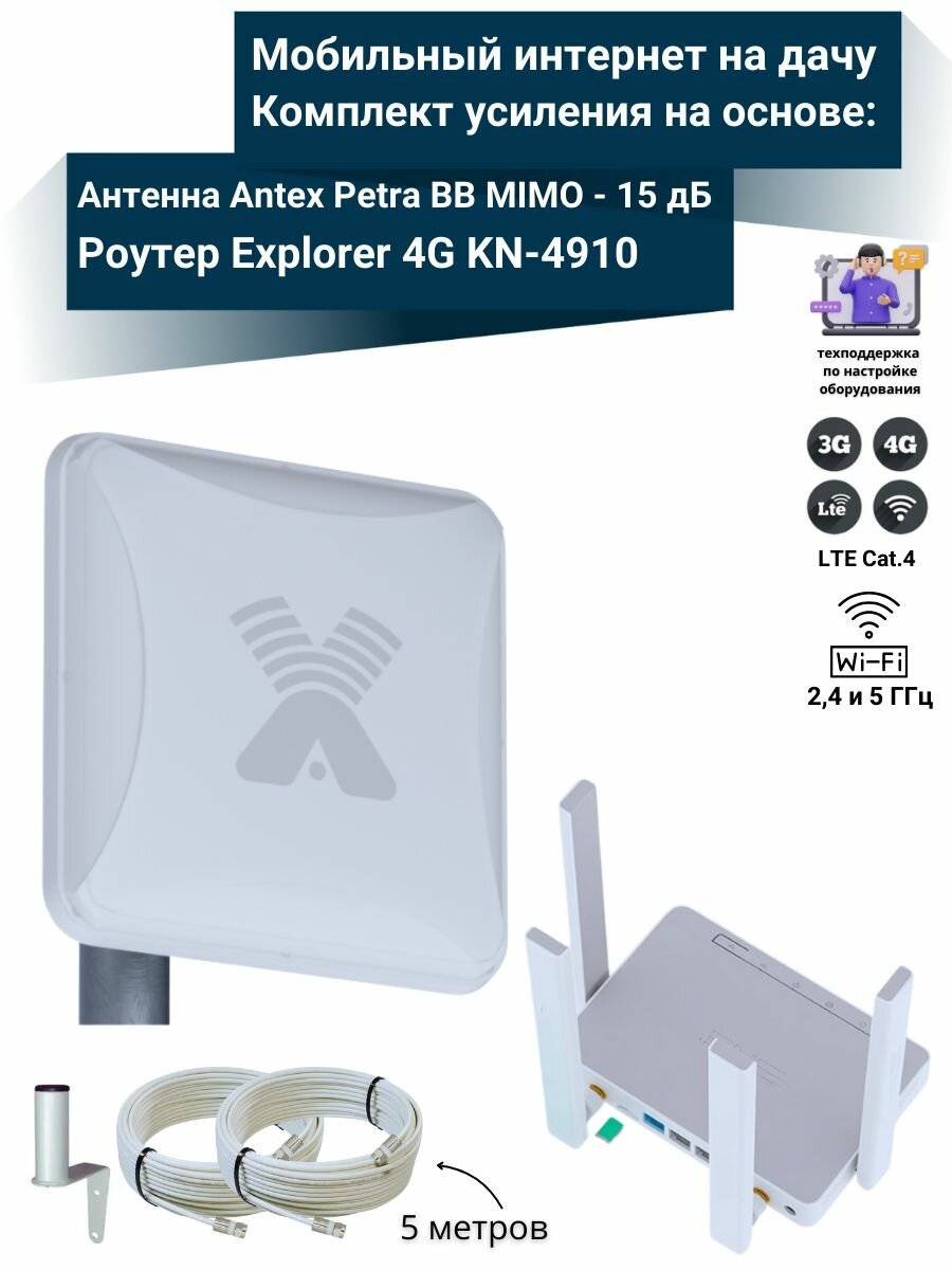 Усилитель интернета 4g комплект роутер WiFi Explorer 4G с уличной антенной Petra BB MIMO