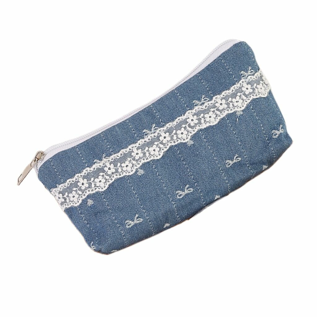 Пенал, мешок для карандашей с цветочным принтом, портативный пенал, мешок для ручек из холста, - Джинсовая ткань темного цвета
