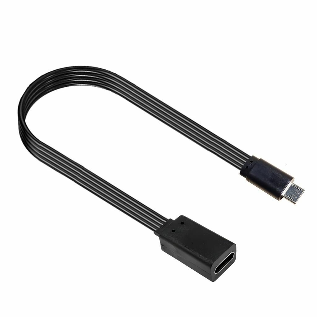 Угловой кабель Micro USB к USB C для передачи данных 480Mbps и зарядки 10W для камер, игрушек, ламп, 10cm - CF в V8ST