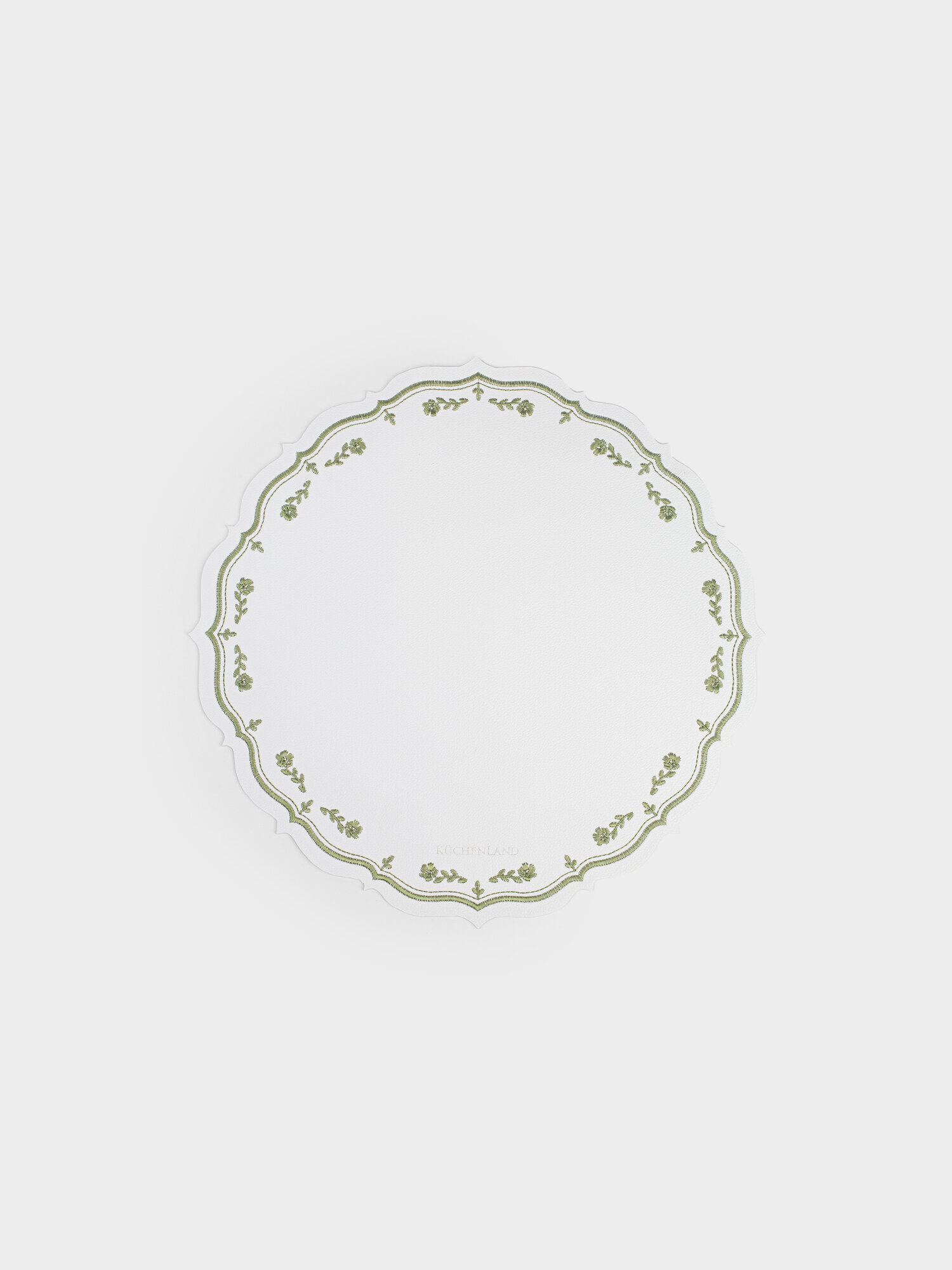 Салфетка под приборы, 38 см, фигурная, молочная, Винтажные цветы, Rock embroidery, Kuchenland, ПВХ/полиэстер