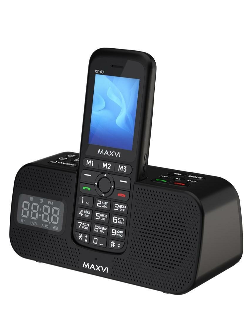 Мобильный телефон Maxvi RT-03 с док-станцией Черный 2 sim 2.4″ TFT 1800 mAh