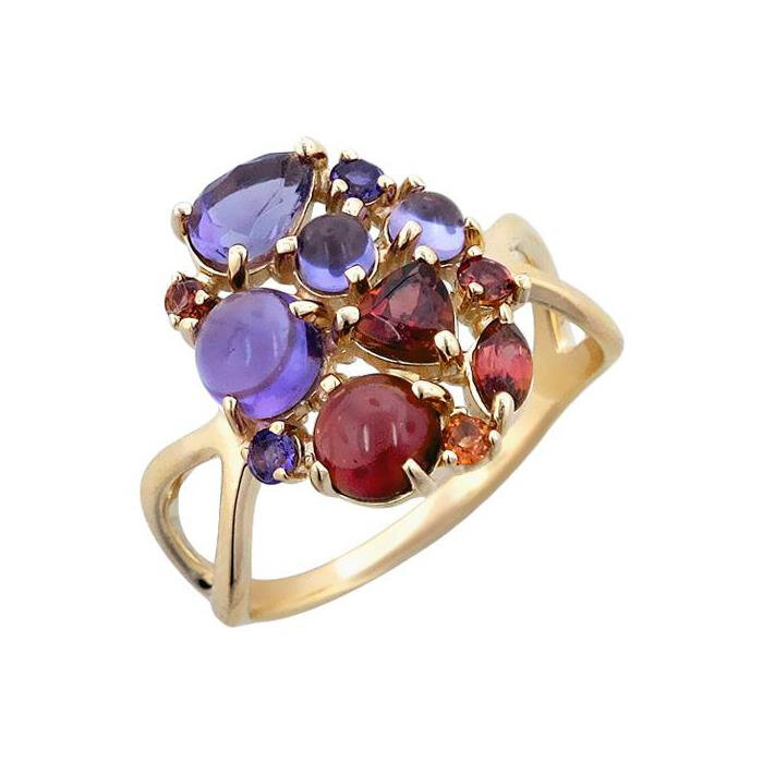 Кольцо, серебро, 925 проба, гранат, аметист