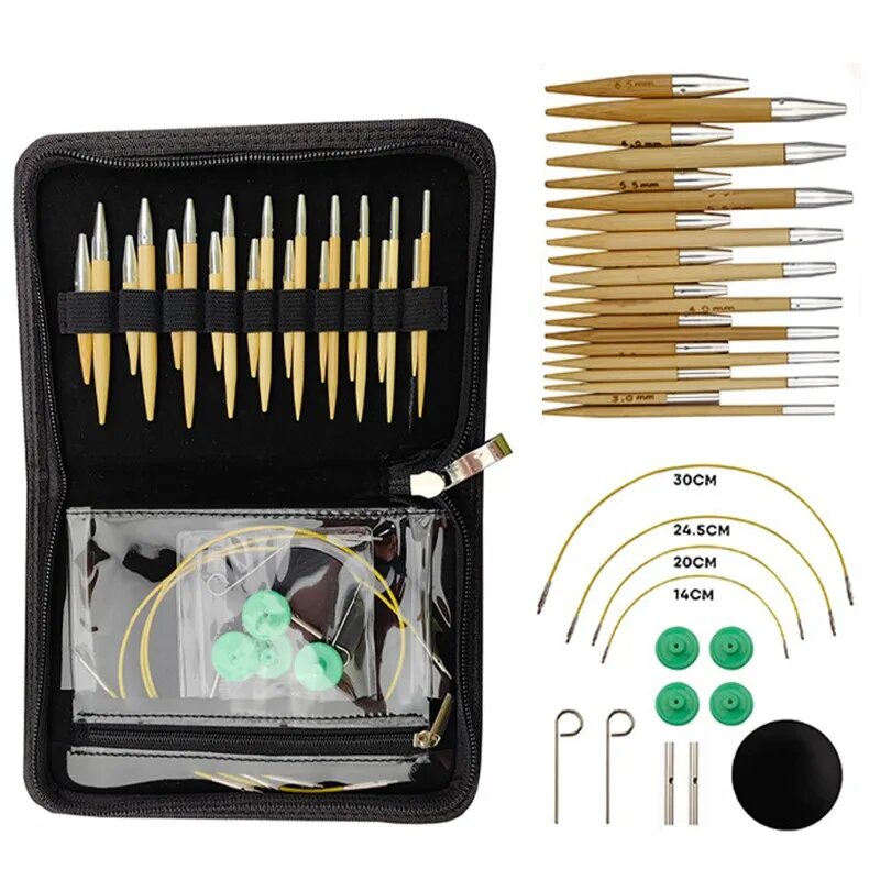 Бамбуковые иглы для свитера, инструмент для вязания, круглые сменные съемные иглы для вязания крючком, иглы для плетения пряжи, рукоделие