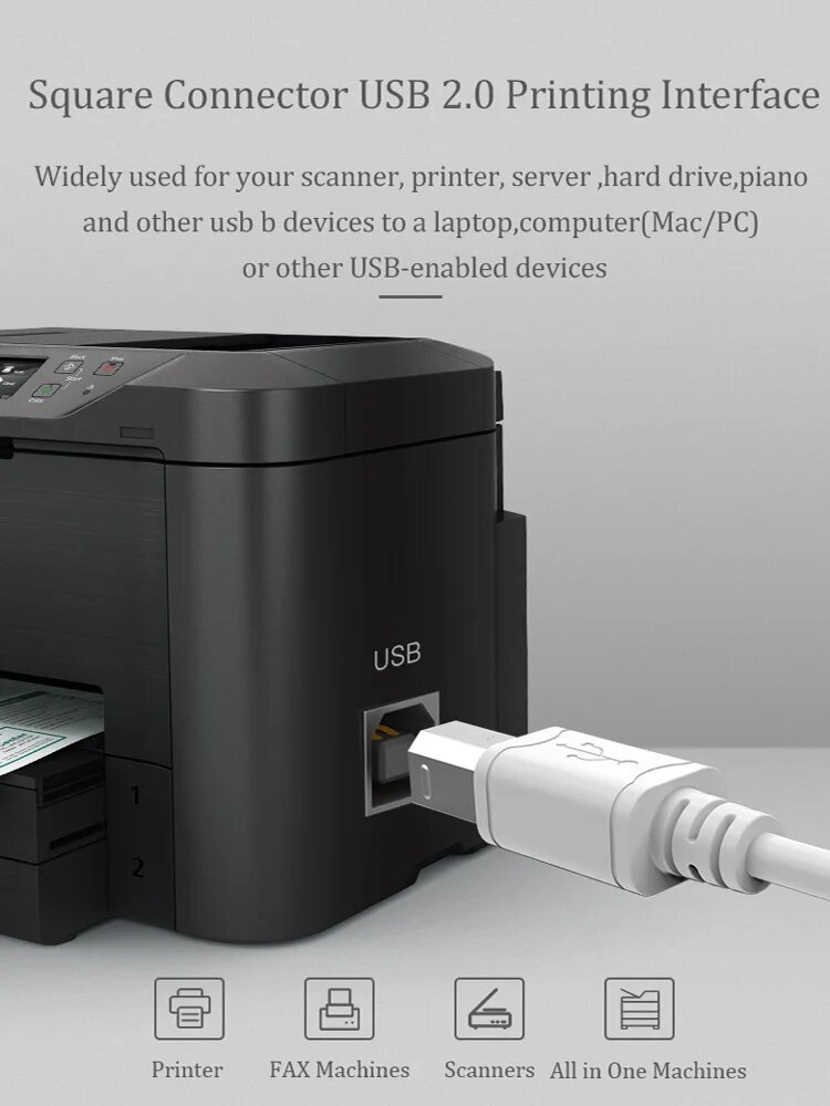CHOSEAL USB кабель для принтера, 2 м — фото 1