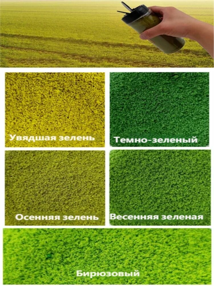 Порошок для модельного газона и крон деревьев 500 мл, нейлоновая трава и флок для железнодорожных макетов, архитектурных моделей и диорам