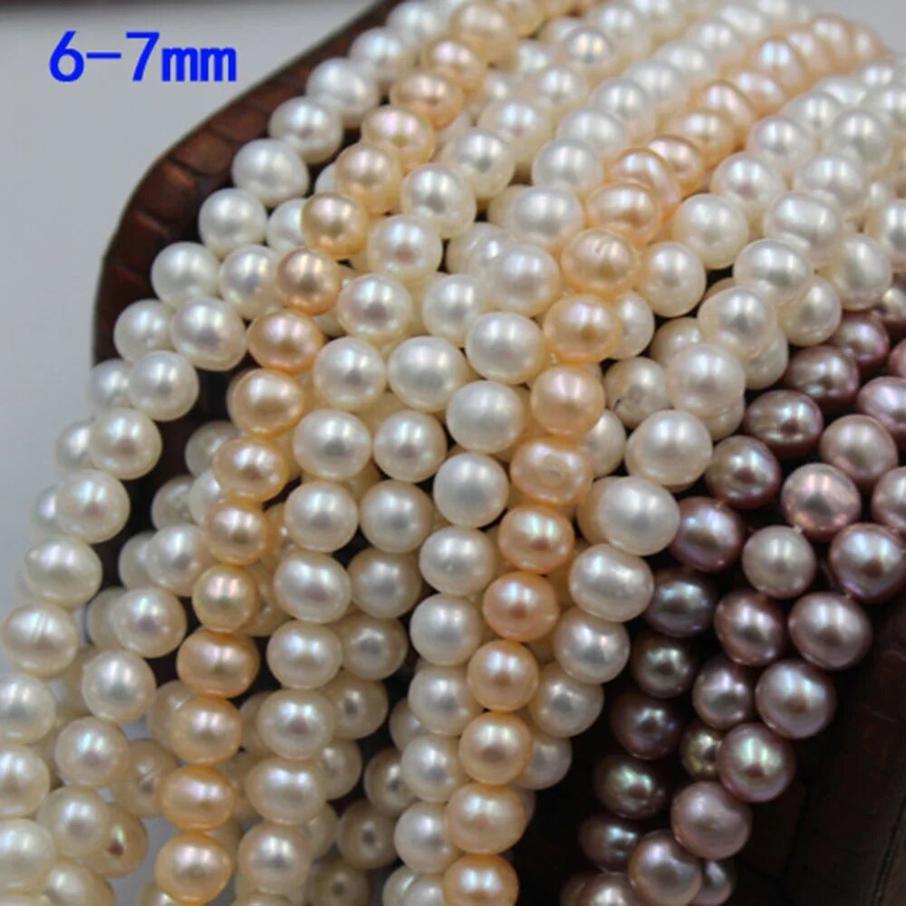 Натуральный пресноводный жемчуг белый фиолетовый розовый бусины 6-7 мм фиолетовый