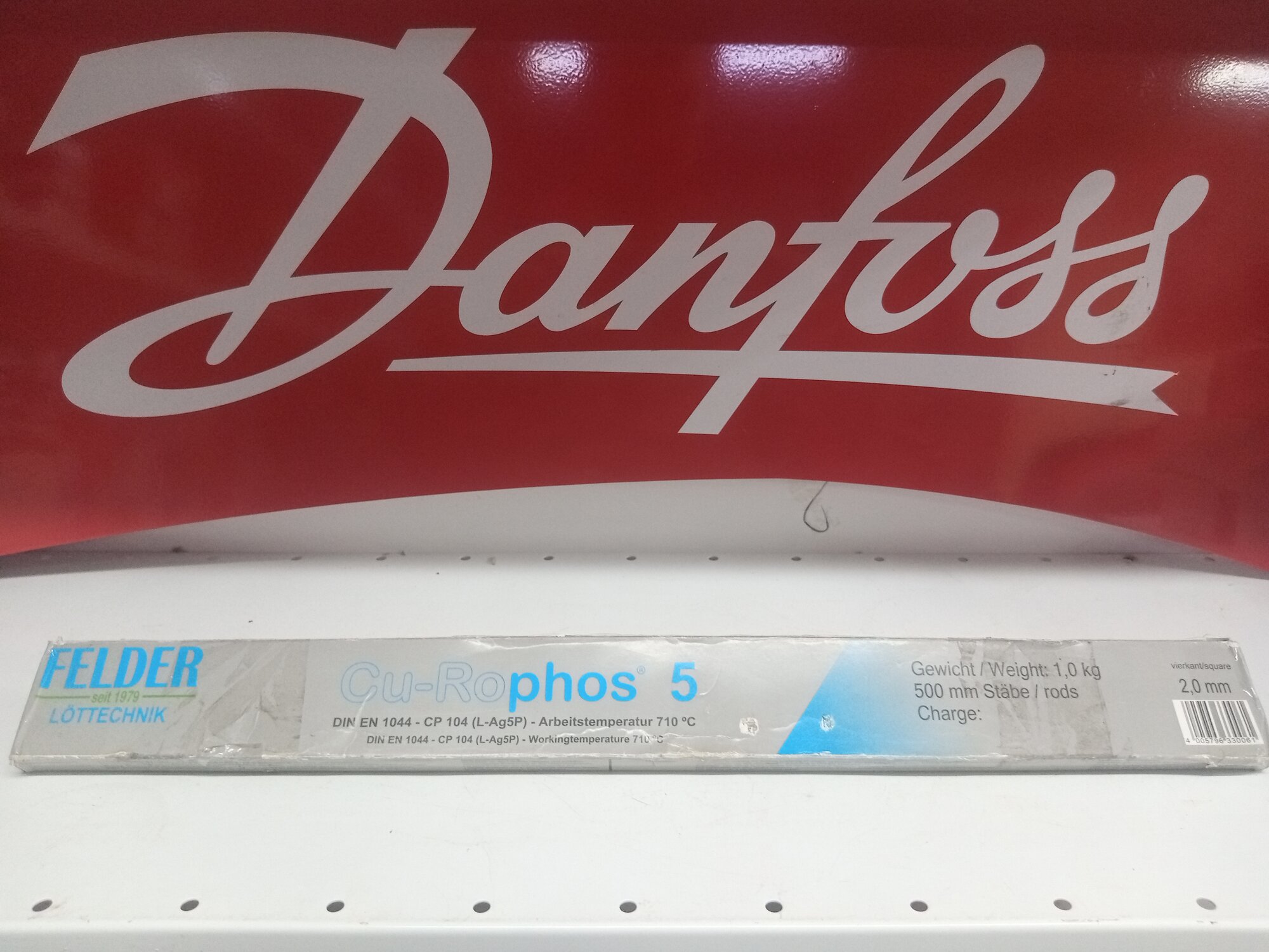Тугоплавкий медный припой FELDER Cu-Rophos 5 серебросодержащий в прутках (для пайки медь-медь) 2x500 мм, 5 шт.