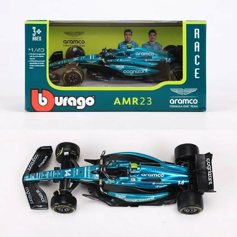 Bburago 1:43 Aston Martin Формула 1 AMR23 моделирование сплава модели автомобилей/#14 Fernando Alonso Diaz