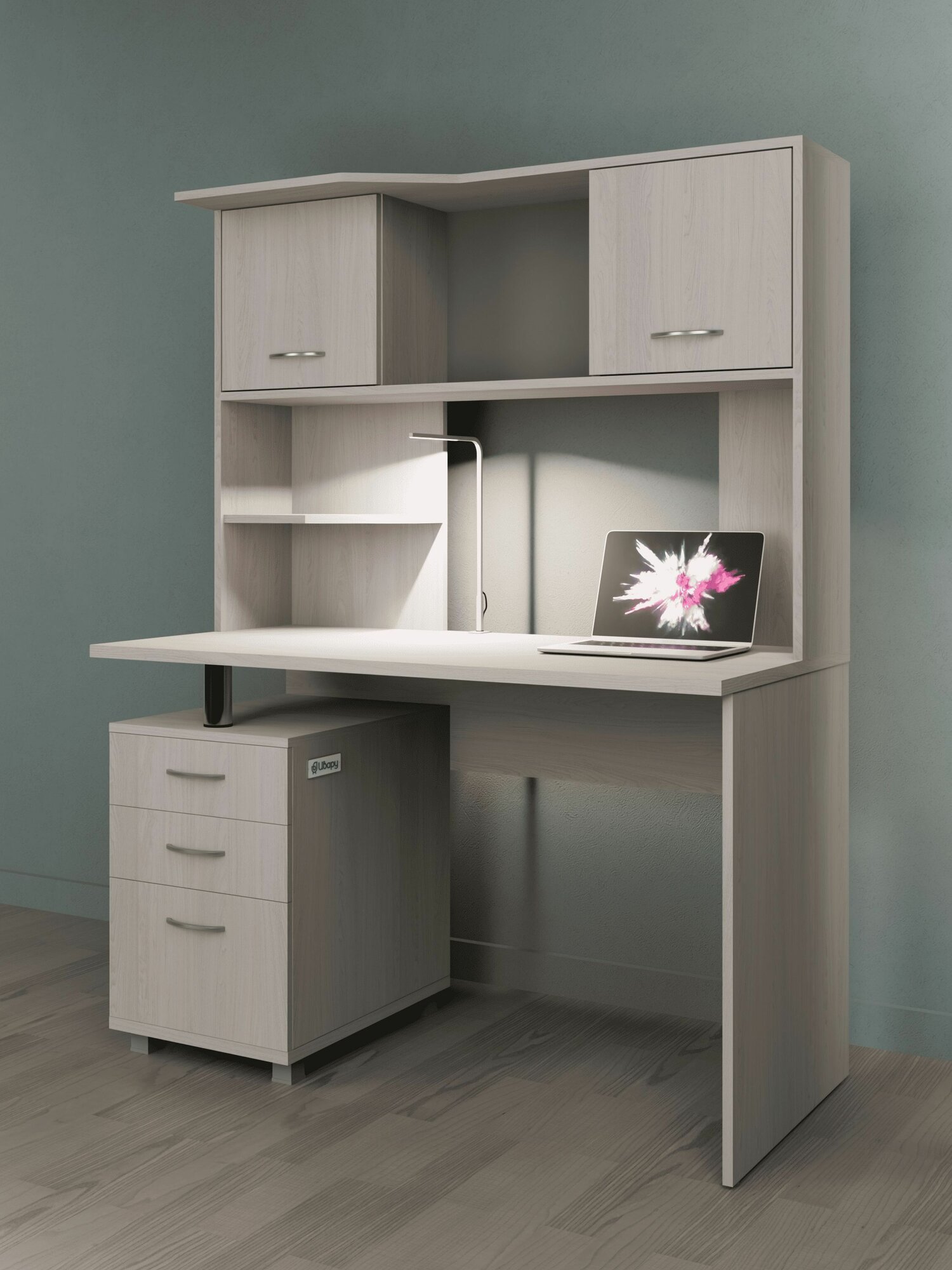 Стол компьютерный, стол письменный, с надстройкой, Ивару, Максим 1, Анкор Светлый