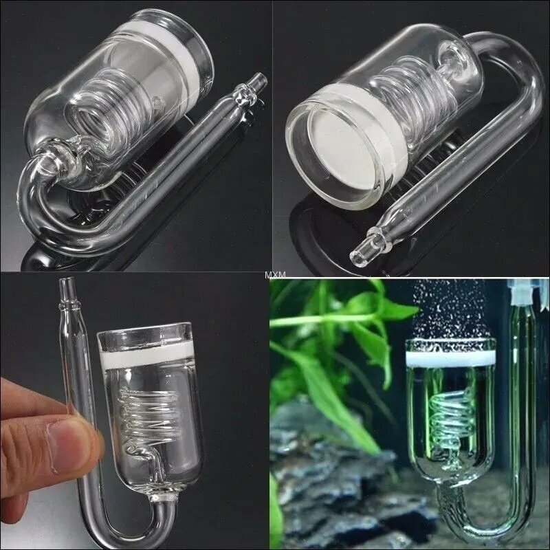 Диффузор CO2 для аквариума 6x3 см: стеклянный корпус, керамическая мембрана, счетчик пузырьков, для аквариумов до 100 л