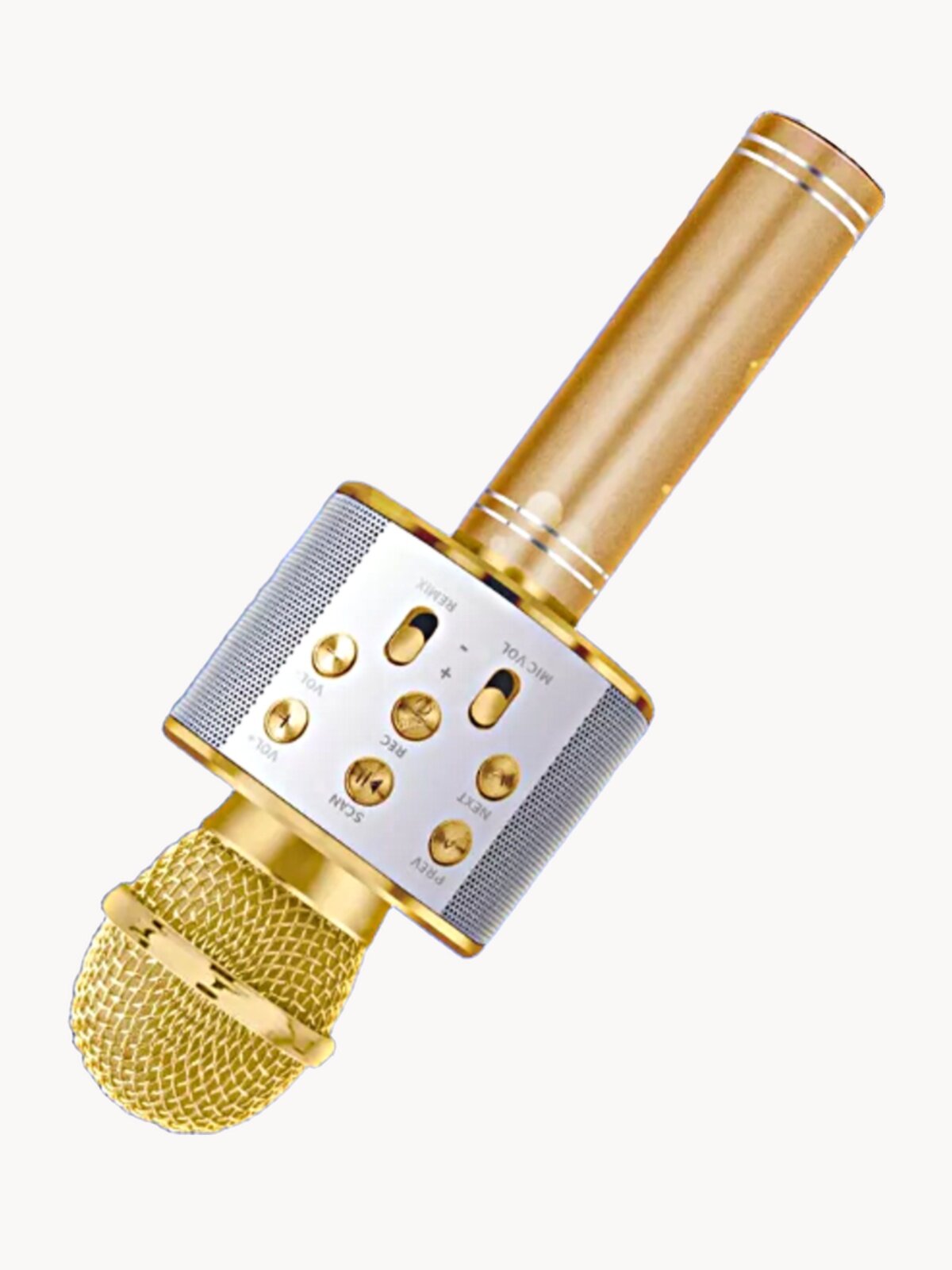 Микрофон караоке беспроводной, Микрофон WS Bluetooth со встроенной колонкой для караоке, вечеринок, Золотистый