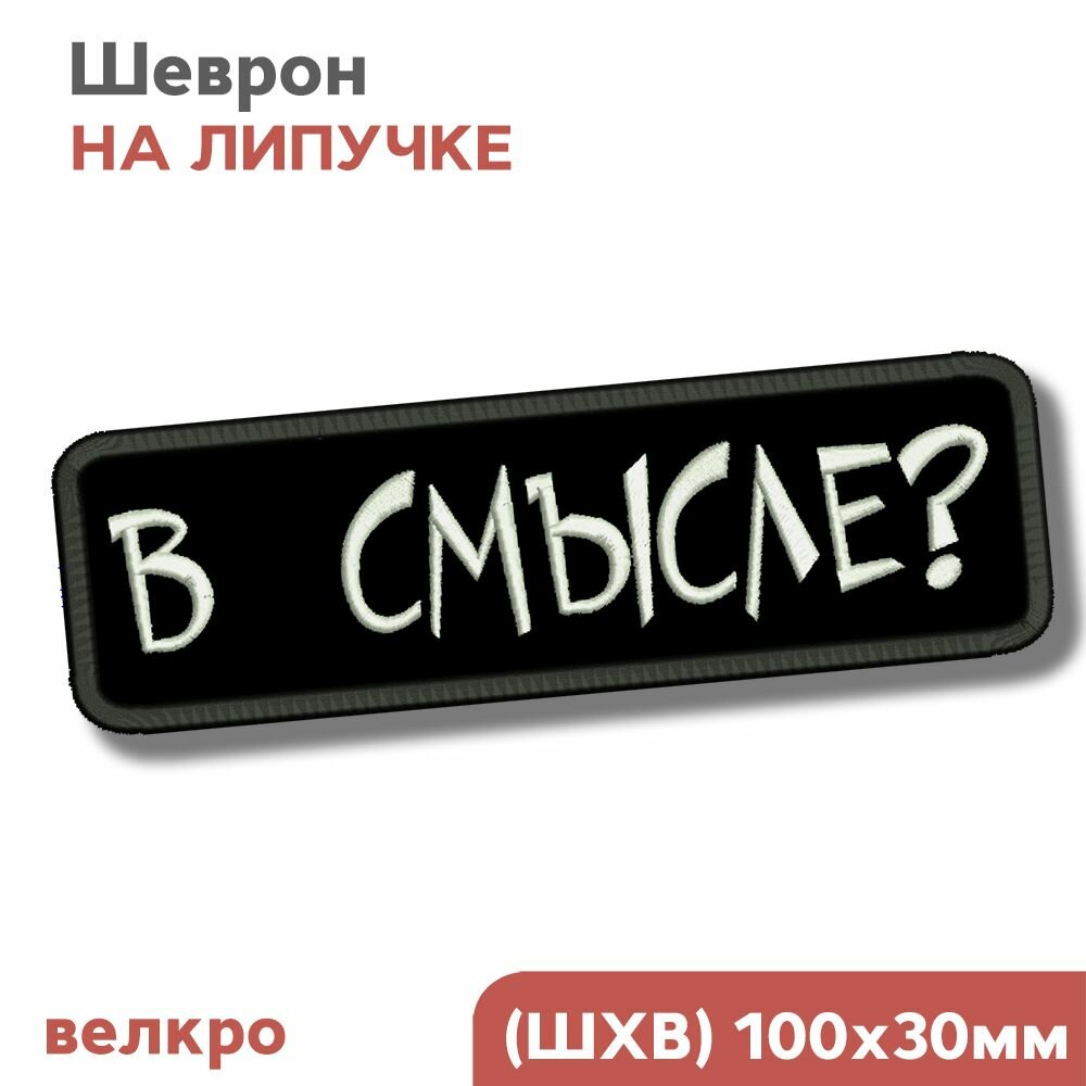 Нашивка на одежду, шеврон на липучке - "В смысле?", 100х30мм
