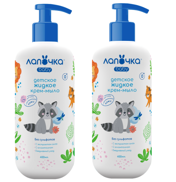 Жидкое крем-мыло Лапочка детское, 400 мл, 2 шт