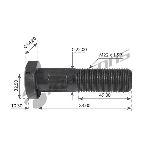 MANSONS 600.077 шпилька ступицы колеса m22x1.5x94 / 84 / 48\ saf rsm / skrs / rlsm / skrls