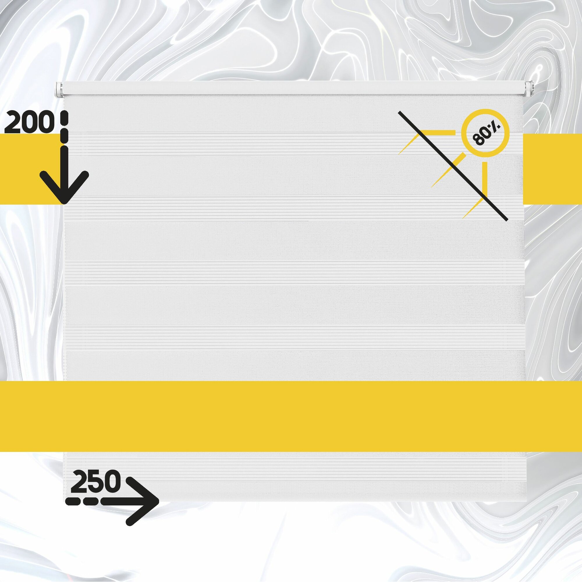 Рулонные шторы День-ночь Стандарт белый не блэкаут на окна без сверления 250 на 200