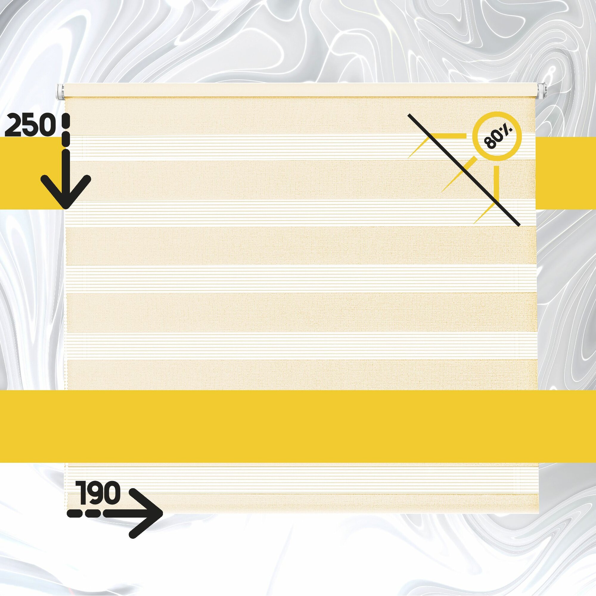 Рулонные шторы День-ночь Стандарт бежевый не блэкаут на окна без сверления 190 на 250