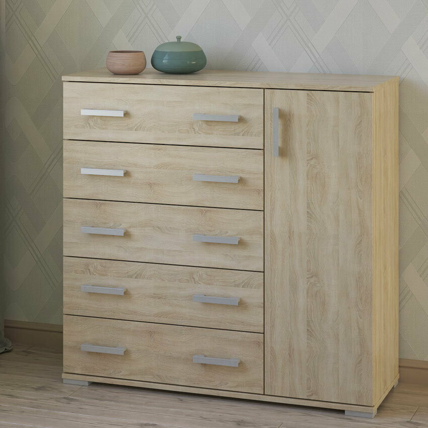 Комод с 5 ящиками МагМебель №35 (дверца справа) дуб сонома