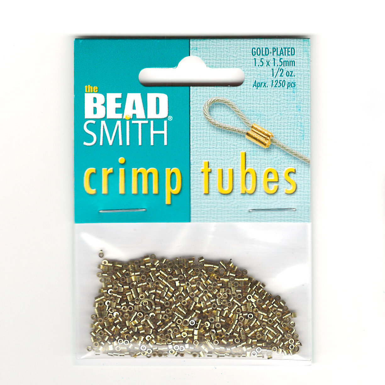 Кримпы 1.5х1.5мм, Bead Smith, микрокримпы, трубочки, базовый материал - латунь, позолоченные, около 800 шт.