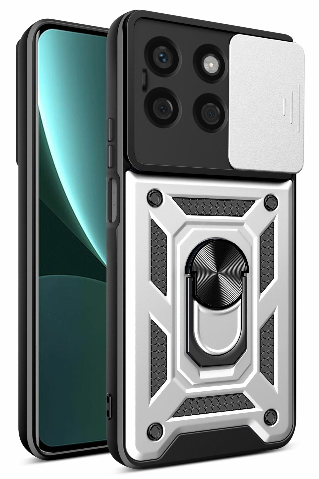Чехол противоударный armors для Honor X8B / Хонор Х8В с защитой камеры (Серебристый)