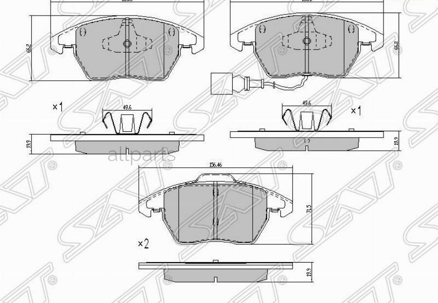 SAT ST-3C0698151C Колодки тормозные (Спереди) Audi A3 03-13 / Peugeot 308 13-17