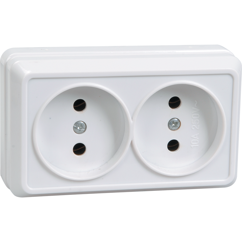 Розетка 2гн без З/К о/у белый 10А IP20 РС22-2-ОБ Октава IEK