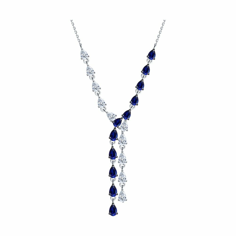 Колье, белое золото, 585 проба, сапфир
